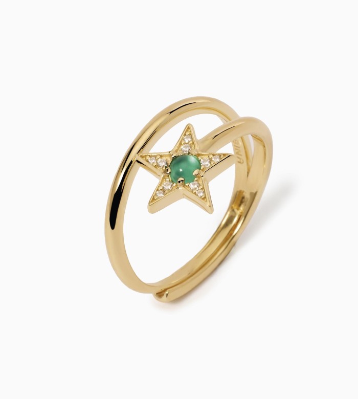 Mabina Anello Stella Dorato con Agata Verde 523276